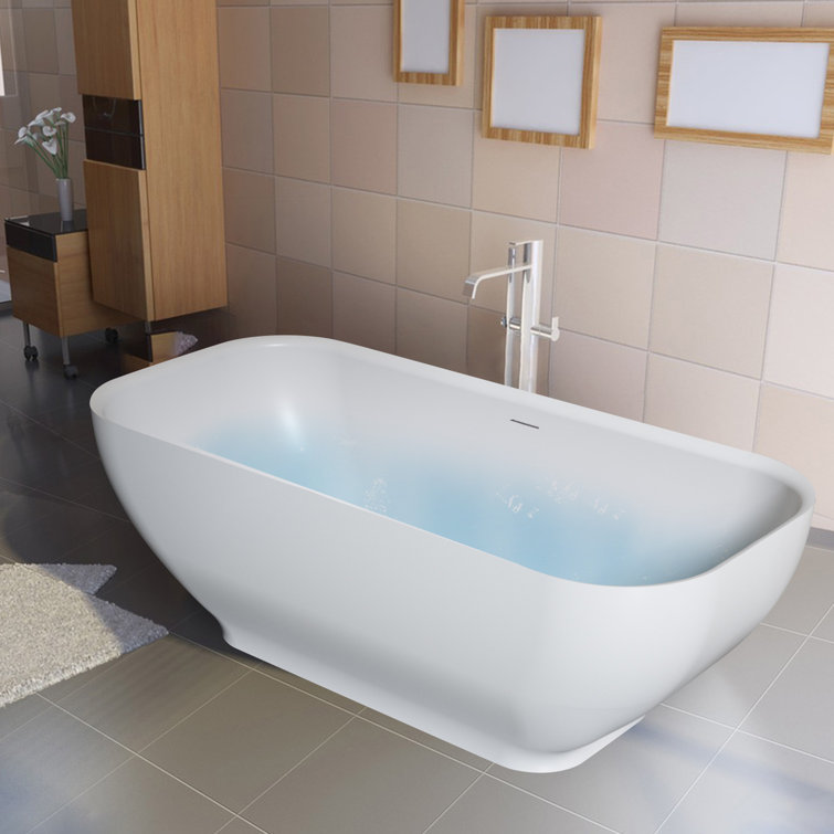 DEJIN 63'' x 29.5'' Freestanding Soaking Solid Surface Bathtub | Wayfair